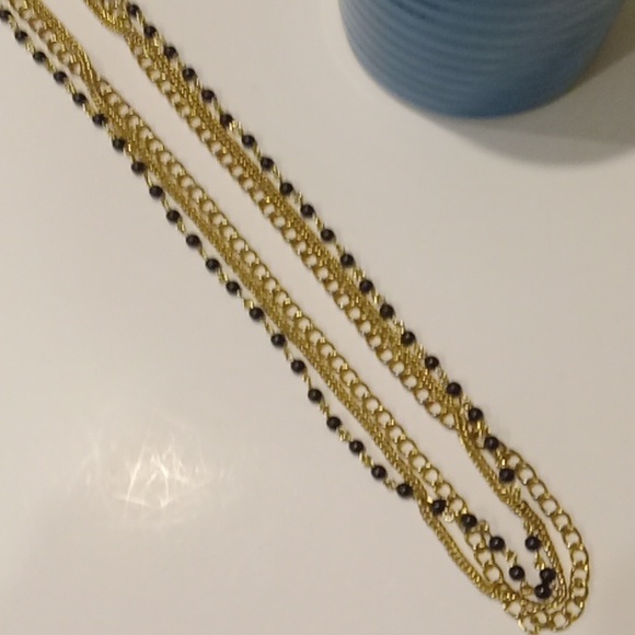 Jewelry | Black Goldtone 3 Strand Chain Necklace | Poshmark